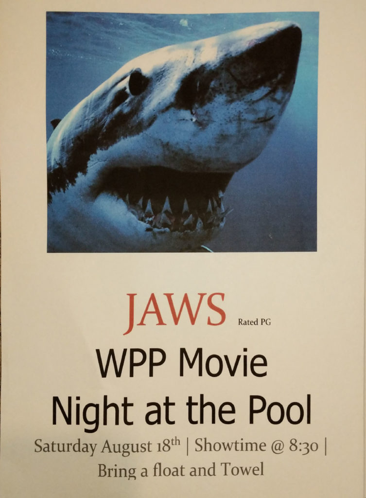 Jaws at the Pool August 18 - Ward Park Place Homes Association Website